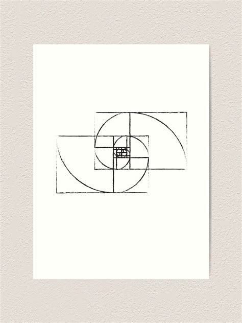 Golden Ratio Spiral Fibonacci Sequence Cyclone Sketch Art Print For