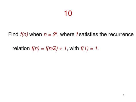 Ppt Divide And Conquer Algorithms And Recurrence Relations Selected Exercises Powerpoint