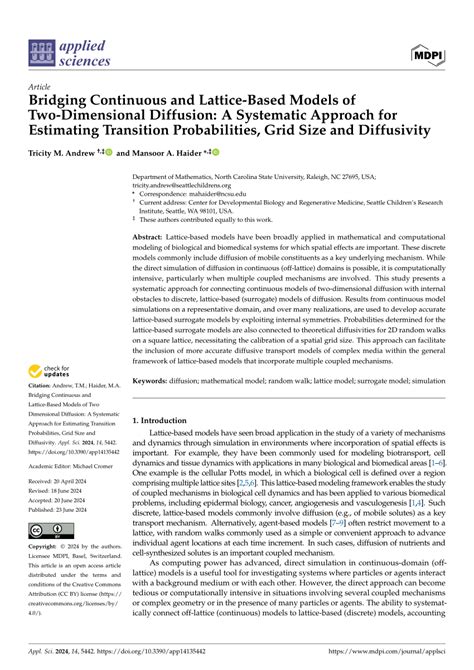 Pdf Bridging Continuous And Lattice Based Models Of Two Dimensional Diffusion A Systematic