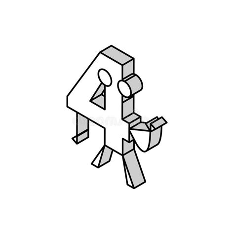 Four Number Character Isometric Icon Vector Illustration Stock Vector Illustration Of Symbol