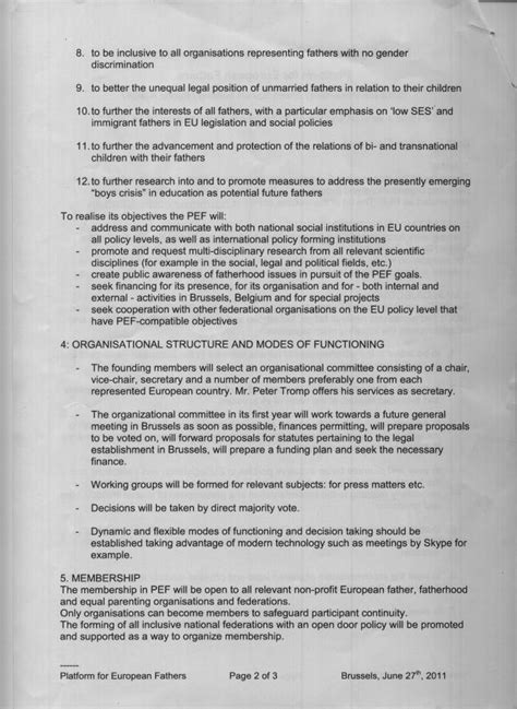 Founding Statement Platform For European Fathers Pef