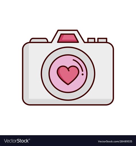 Valentines Day Camera With Heart Isolated Icon Vector Image