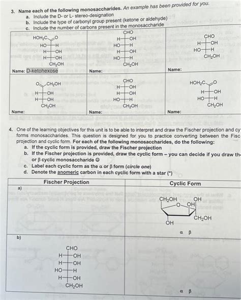 Solved 3 Name Each Of The Following Monosaccharides An