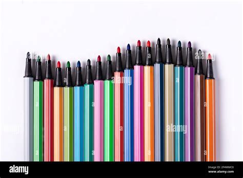 Colored Markers Without Caps Isolated On White Background Stock Photo Alamy