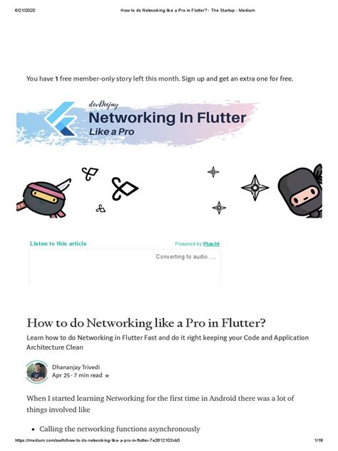 How To Do Networking Like A Pro In Flutter The Startup Medium Pdf