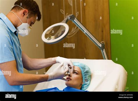 Injection In Forehead Contour Plastic For Correcting The Volume And Shape Of The Nose Chin