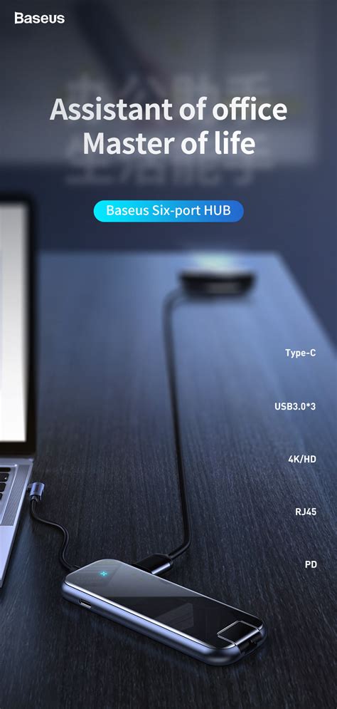Baseus Multi Functional Hub Type C To 3xusb3 0 Hd4k Rj45 Pd Deep Gra Smartkoshk Stores