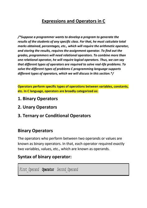 Solution Expressions And Operators In C Studypool