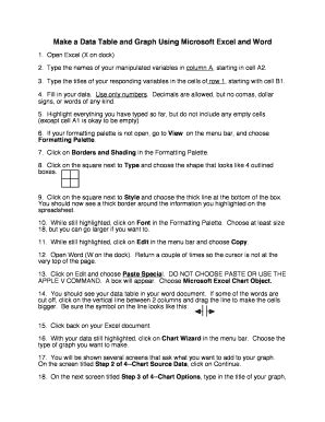 Fillable Online Make A Data Table And Graph Using Microsoft Excel And Word Fax Email Print