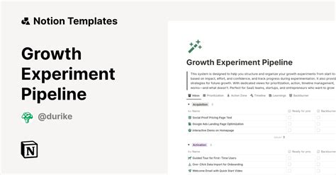 Growth Experiment Pipeline Template By Growth Extravaganza Notion Marketplace