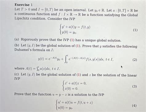 Solved Exercise 1 Let T0 And I 0t Be An Open Interval