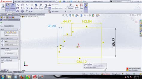 tutorial how to solve over defined sketch in solidworks grabcad