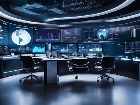 Advanced Technology Command Center With Global Data Visualization And