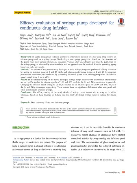 Pdf Efficacy Evaluation Of Syringe Pump Developed For Continuous Drug