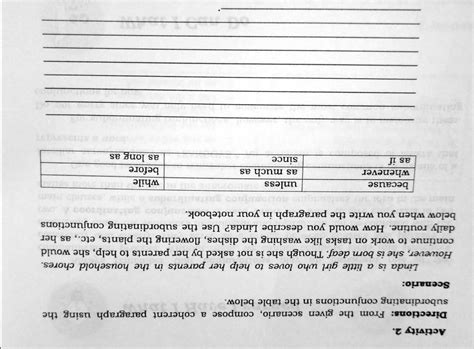 Activity 2 Directions From The Given Scenario Compose A Coherent