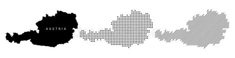 Austria Silhouette Map And Two Patterns Of Dots And Slanted Lines Flat Vector Illustration