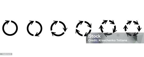화살표 아이콘 집합을 재활용합니다 원형 순환 회전 스핀 버튼 원 기호입니다 벡터 그림입니다 스톡 이미지 가리키기에 대한 스톡
