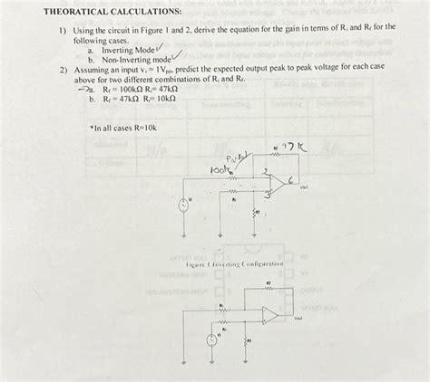 Solved Theoratical Calculations 1 Using The Circuit In