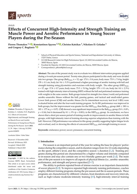 Pdf Effects Of Concurrent High Intensity And Strength Training On Muscle Power And Aerobic