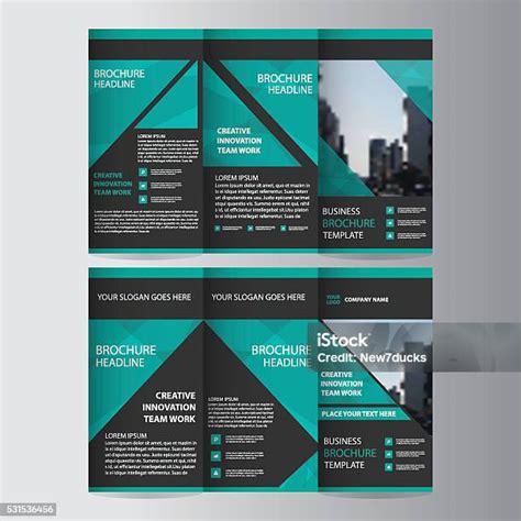 초록색입니다 간결함 비즈니스 3단 브로셔 고객 템플릿을 비즈니스 리플렛 3단 브로슈어에 대한 스톡 벡터 아트 및 기타 이미지 3단 브로슈어 형판 녹색 Istock