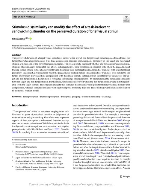 Stimulus Dissimilarity Can Modify The Effect Of A Task Irrelevant Sandwiching Stimulus On The