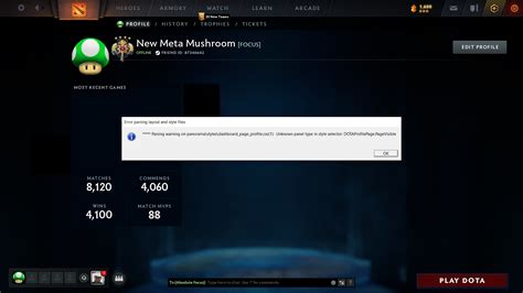 Parsing Error When Clicking Own Profile And History · Issue 12344