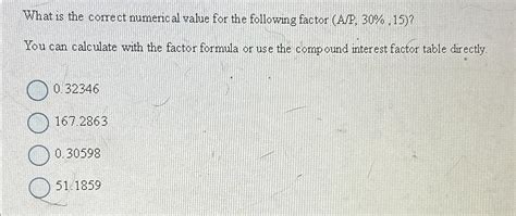 Solved What Is The Correct Numerical Value For The Following