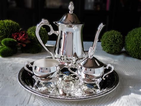 Vintage Silverplate Tea Set Service Set With Tray 4 Piece Set Iob