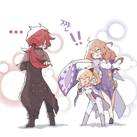 Jean Diluc And Lisa Genshin Impact Drawn By Mmhomm Danbooru