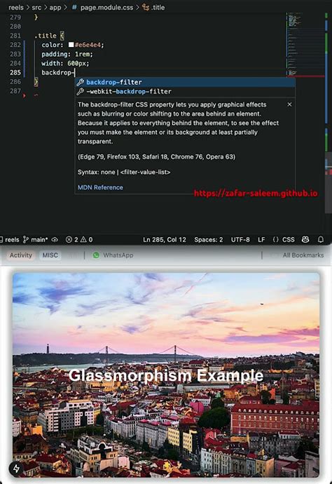 Css Glassmorphic Effect Using Backdrop Filter Property Frontend Coding Style Programming