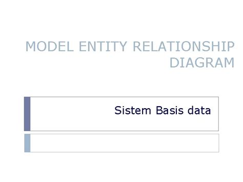 MODEL ENTITY RELATIONSHIP DIAGRAM Sistem Basis Data Basis