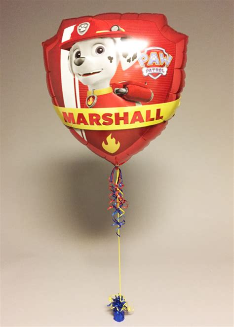 Inflated Large Paw Patrol Shield Helium Balloon On Weight