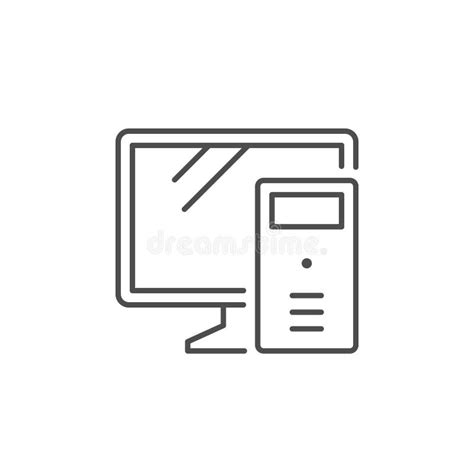 Computer Network Line Outline Icon Stock Vector Illustration Of
