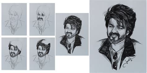Step By Step Thalapathy Vijay Anna Pencil Sketch 2023 Pencil Drawing Images Pencil Sketch