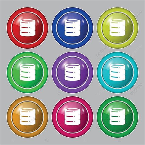 Vector Of Nine Round Colorful Buttons Featuring A Symbol For Hard Disk Icon Vector Tower