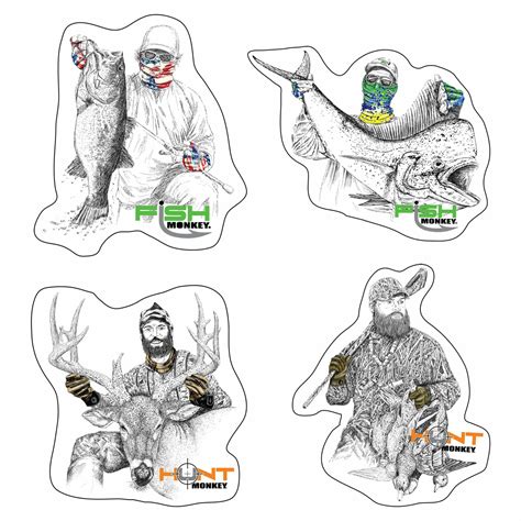 Fish Monkey And Hunt Monkey Decal Sheet 4 Decals Fish Monkey Gloves