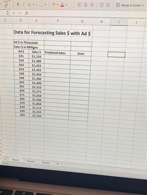 Solved Week 3 Simple Regression Forecasting Sales Problem