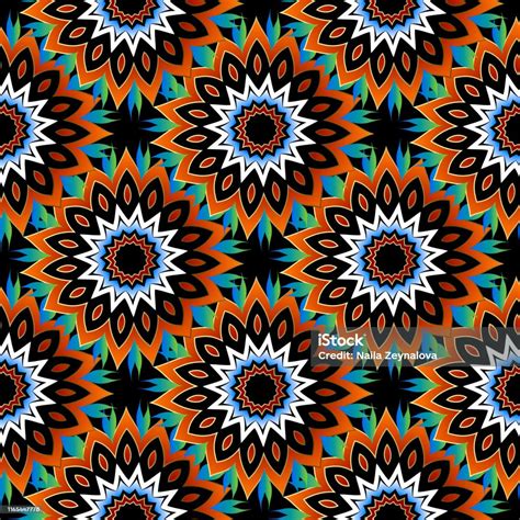 꽃 다채로운 원활한 패턴 장식 장식 벡터 배경입니다 민족 스타일 밝은 추상꽃 장식 반복 번성 배경 끝없는 화려한 질감 플라워 모던 디자인 0명에 대한 스톡 벡터 아트 및