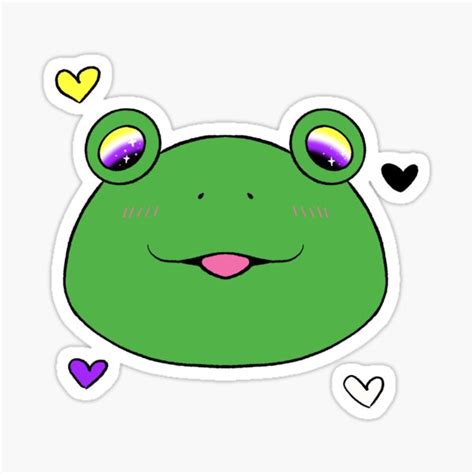 Non Binary Frog Sticker For Sale By Mercwla Redbubble