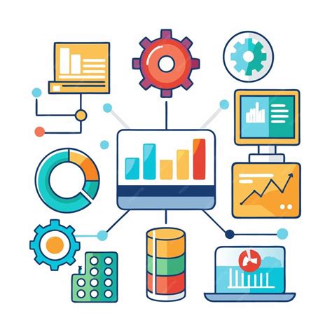 Data Analytics And Processing With Various Charts And Graphs Premium Ai Generated Vector