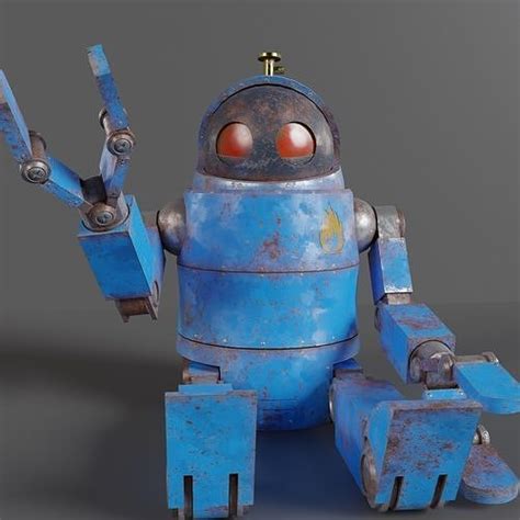 3d Model Cute Rusty Robot Vr Ar Low Poly Cgtrader