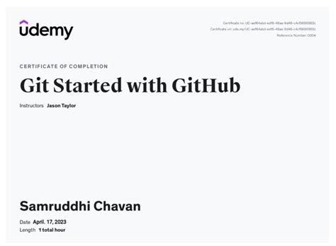Samruddhi Chavan On Linkedin Completing Certification On Git Started With Github Course On Udemy