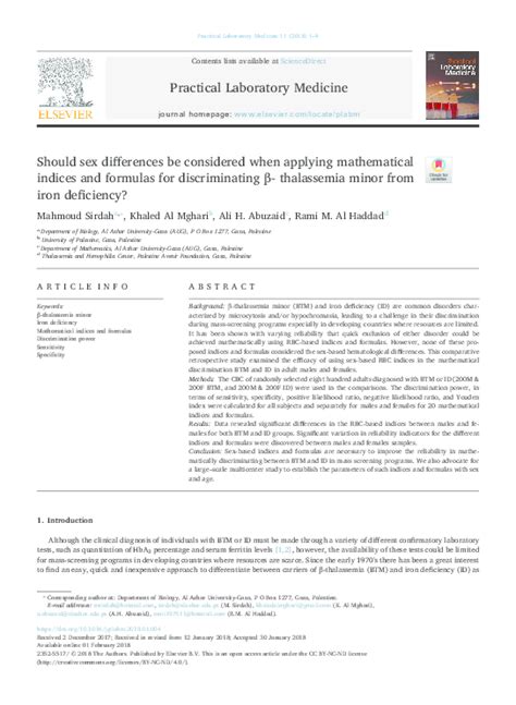 Pdf Should Sex Differences Be Considered When Applying Mathematical