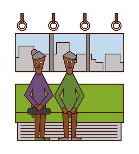 기차에서 노부부의 일러스트 무료 일러스트 소재집 Kukukeke