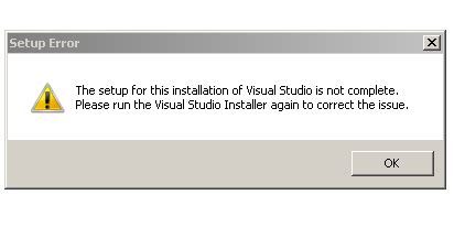 Srinivas Blog The Setup For This Installation Of Visual Studio Is Not Complete Please Run The