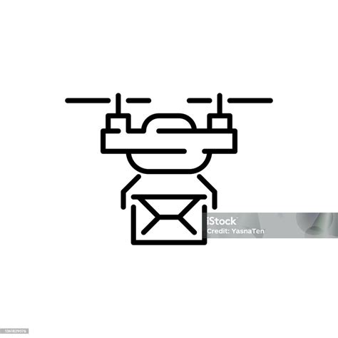 편지를 전달하는 무인 항공기 물품 운송에 사용되는 무인 자동 항공기 픽셀 완벽 편집 스트로크 아이콘 감시에 대한 스톡 벡터 아트