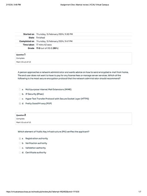 Cryptography Quiz 1 Pdf