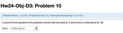 Solved Hw24 Obj D3 Problem 10 Problem Value 1 Points
