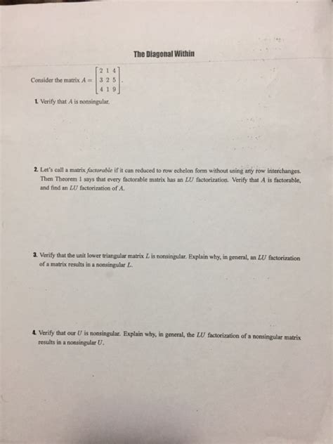 Solved Consider The Matrix A [2 1 4 3 2 5 4 1 9] Verify