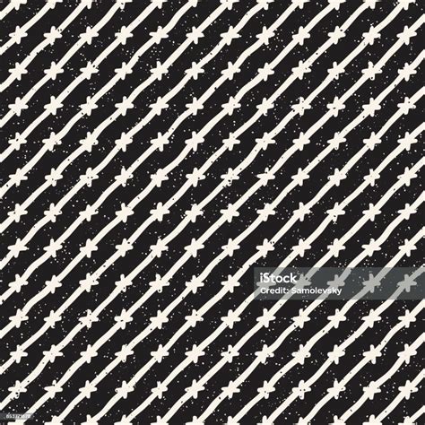 손으로 그린된 흑백 잉크 추상 완벽 한 패턴입니다 벡터 세련 된 텍스처입니다 흑백의 기하학적 Shappes 페인트 브러시 라인 0명에 대한 스톡 벡터 아트 및 기타 이미지